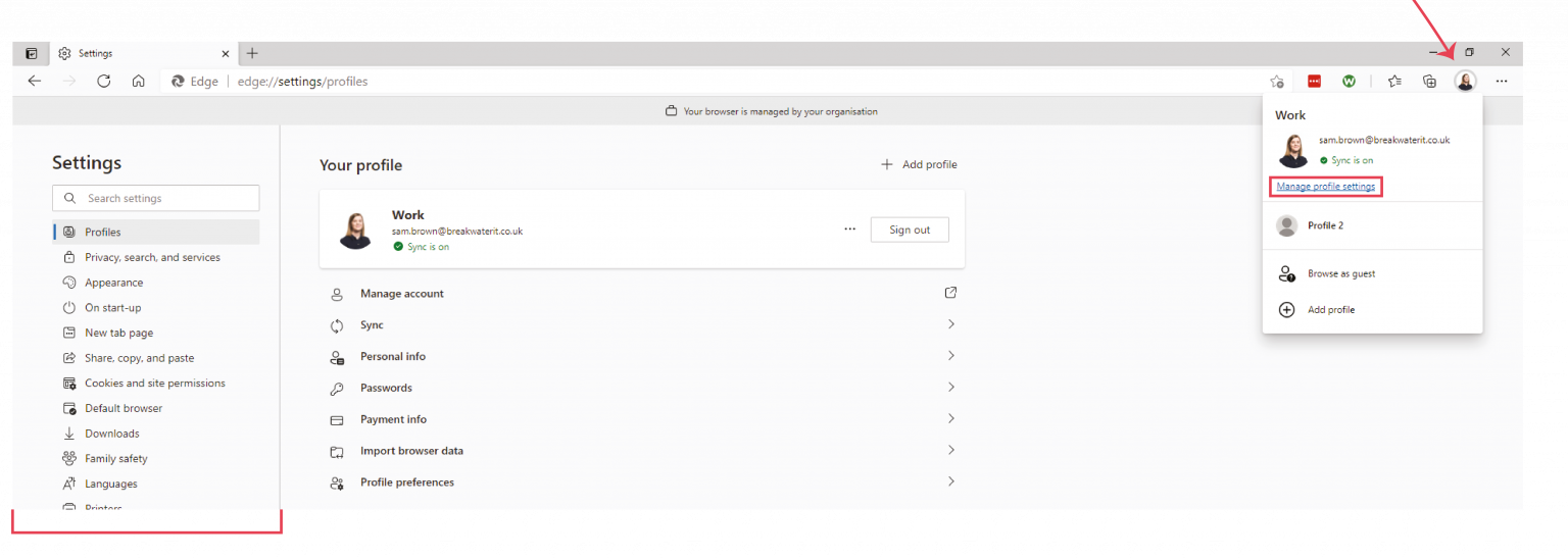 Syncing, Settings and Personalisation in Microsoft Edge | Breakwater IT