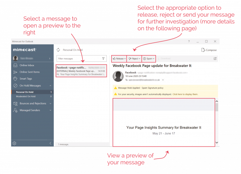 Mimecast In Outlook Free User Guide Breakwater It