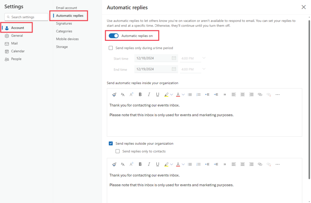 How to Set Automatic Replies from a Shared Outlook Mailbox | Breakwater IT