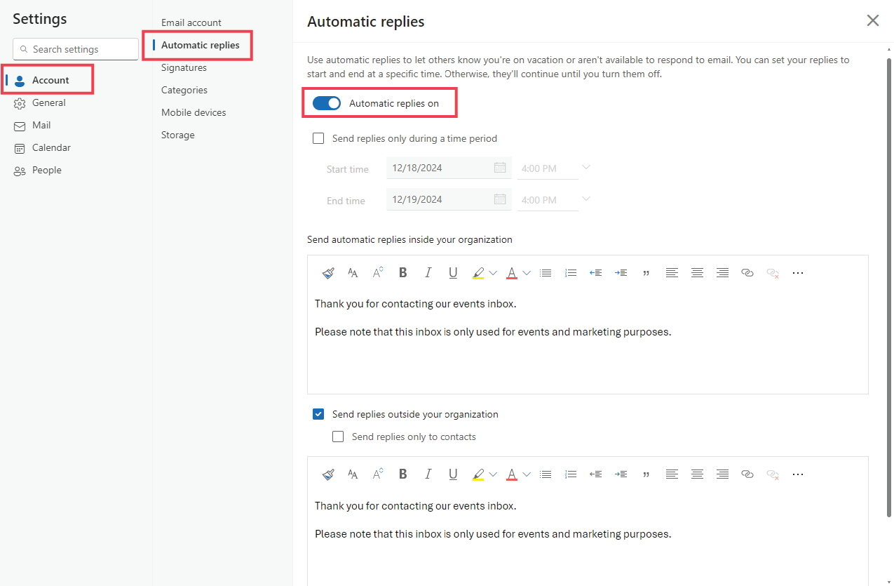 How To Set Automatic Replies From A Shared Outlook Mailbox Breakwater It