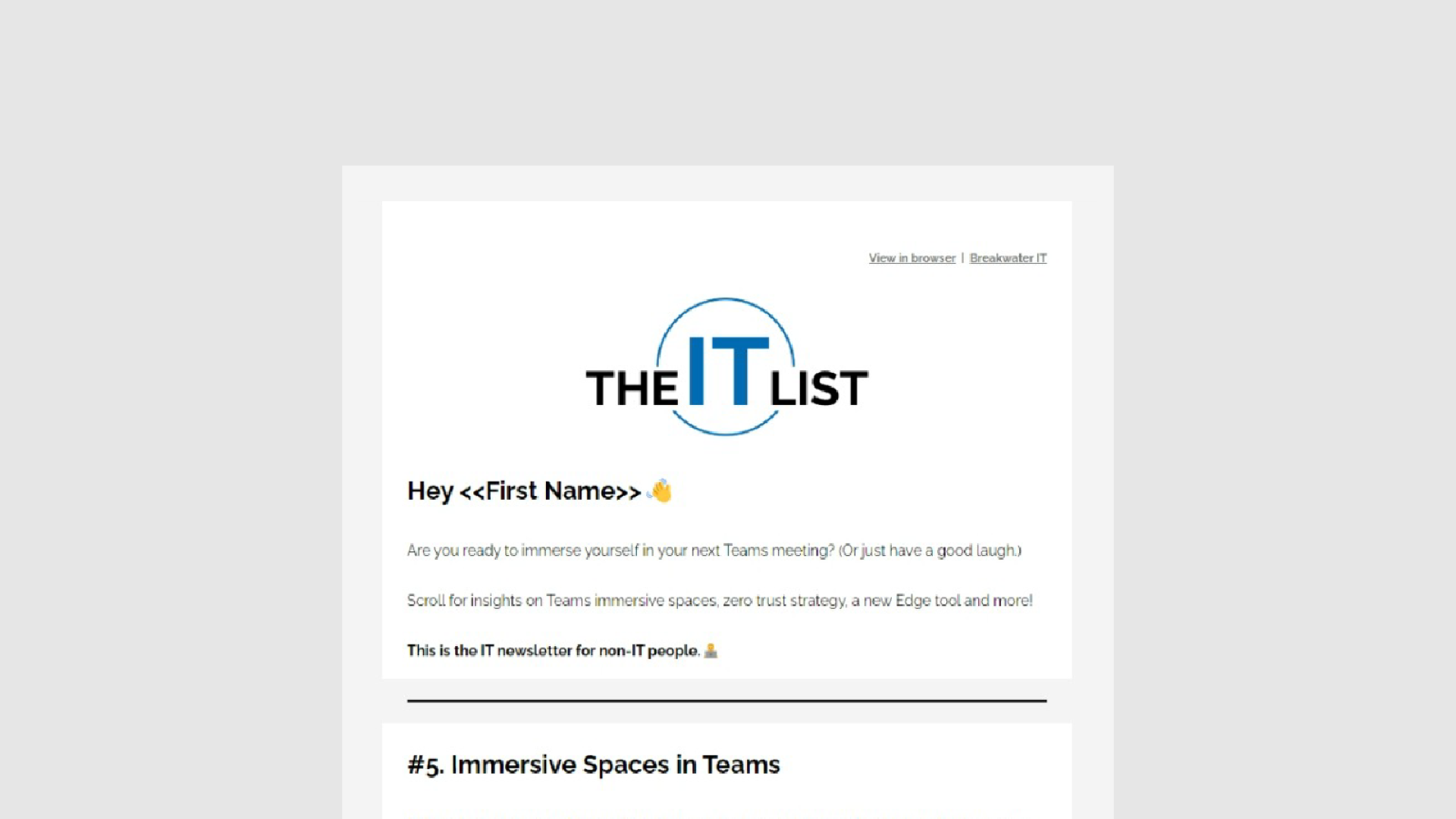 The IT List | Newsletter - Breakwater IT